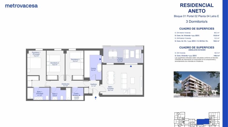 Apartamento nuevo con 3 habs. en Residencial Aneto, Sevilla